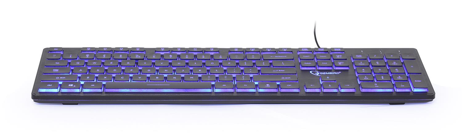 klaviatūra KB-UML3-01 Gembird 3-color backlight multimedia keyboard ...